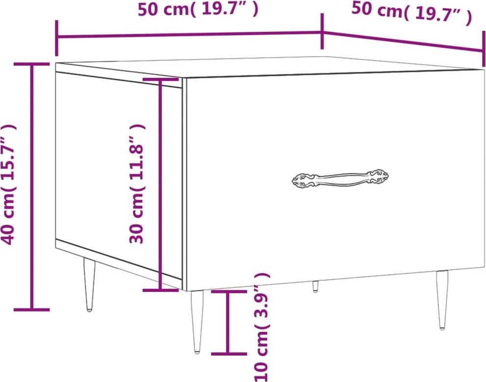 vidaXL Konferenční stolek 50 x 50 x 40 cm kompozitní dřevo [829358] Barva: bílá s vysokým leskem