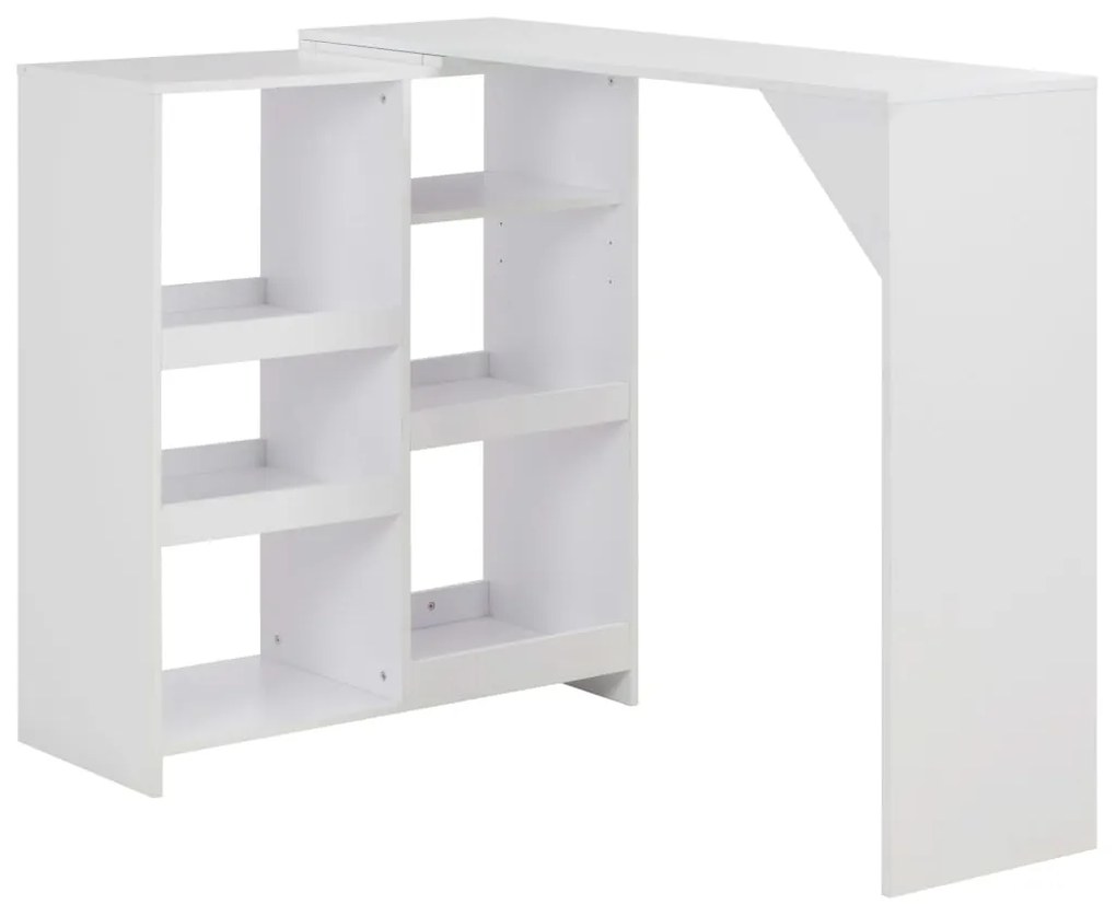 Barový stůl s pohyblivým regálem bílý 138 x 39 x 110 cm 280222