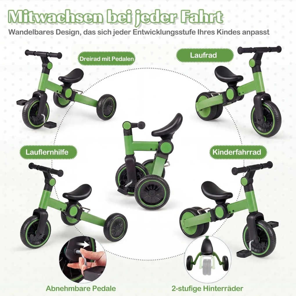 Costway 5-in-1 Dětské kolo Dětské balanční kolo s odnímatelnými pedály