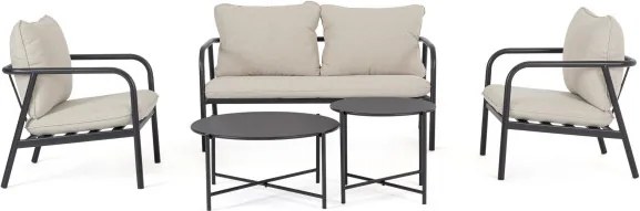 BIZZOTTO Zahradní set pohovky, křesel a dvou konferenčních stolků OSTUNI tmavě šedá 8051836790957