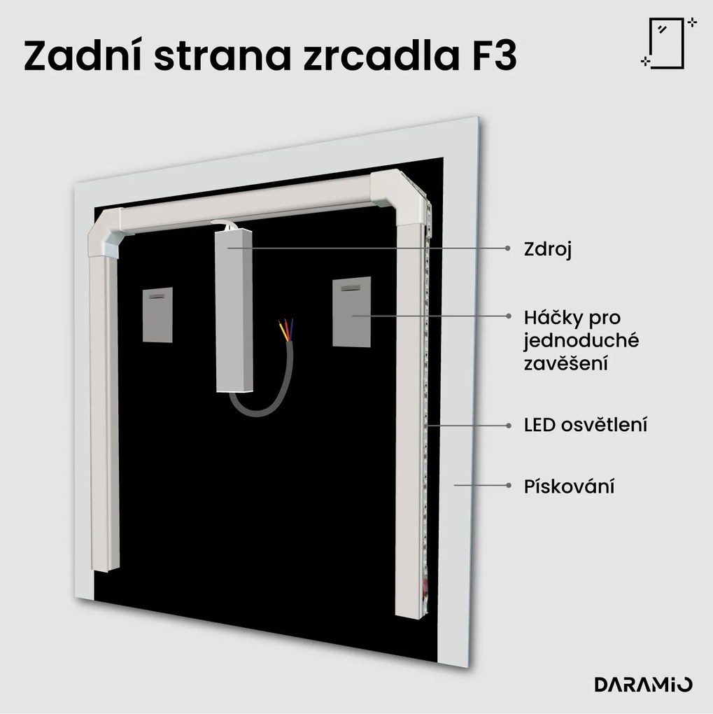 Zrcadlo do koupelny s LED osvětlením F3