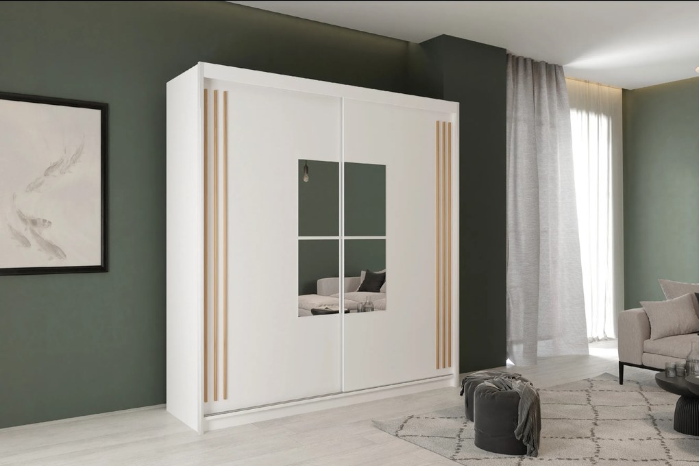 ARK Šatní skříň IKING, Bílá/Dub Artisan203 cm