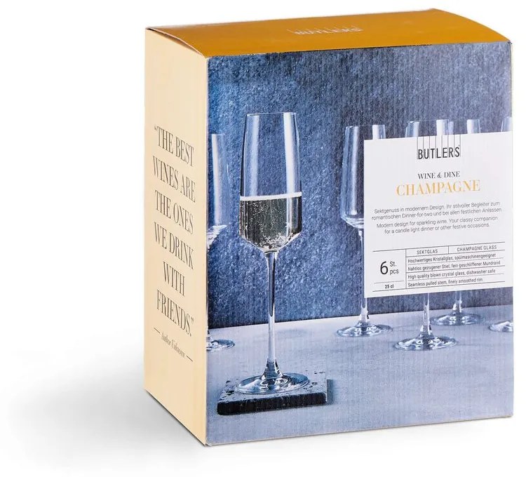 Butlers WINE & DINE Sada sklenic na šampaňské 250 ml 6 ks