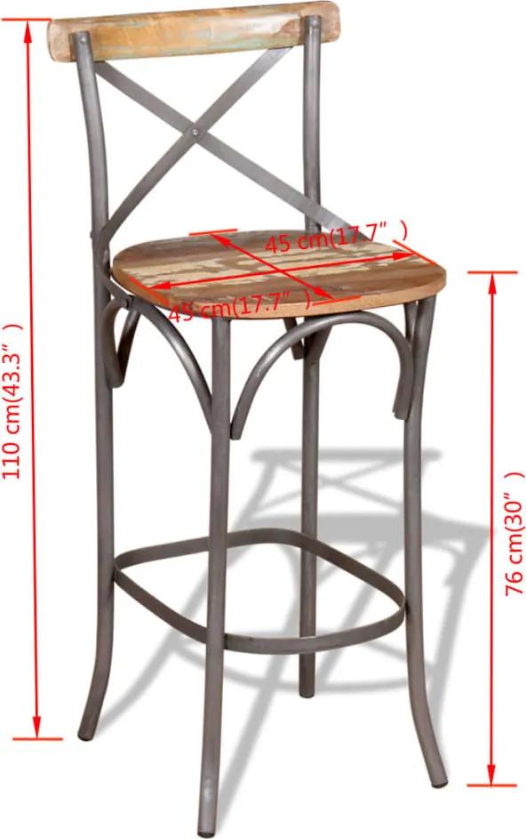 vidaXL Barová židle masivní recyklované dřevo [244014]