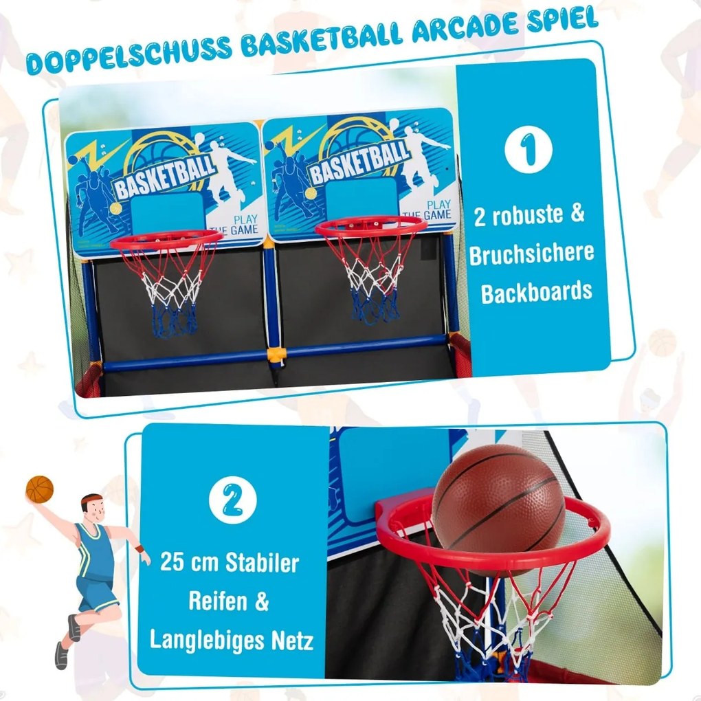 Costway Basketball Arkádová hra pro děti Basketbalový stojan se 2 košíky