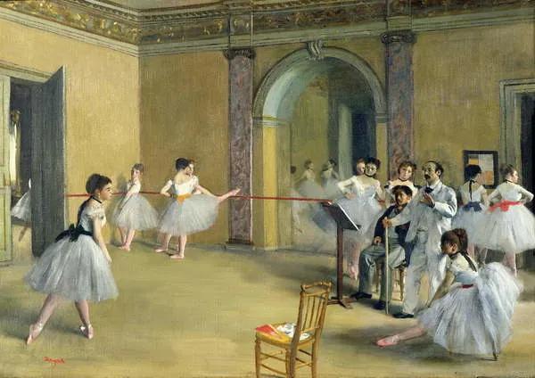 Edgar Degas - Obraz, Reprodukce - The Dance Foyer at the Opera on the rue  Le Peletier, 1872 | BIANO