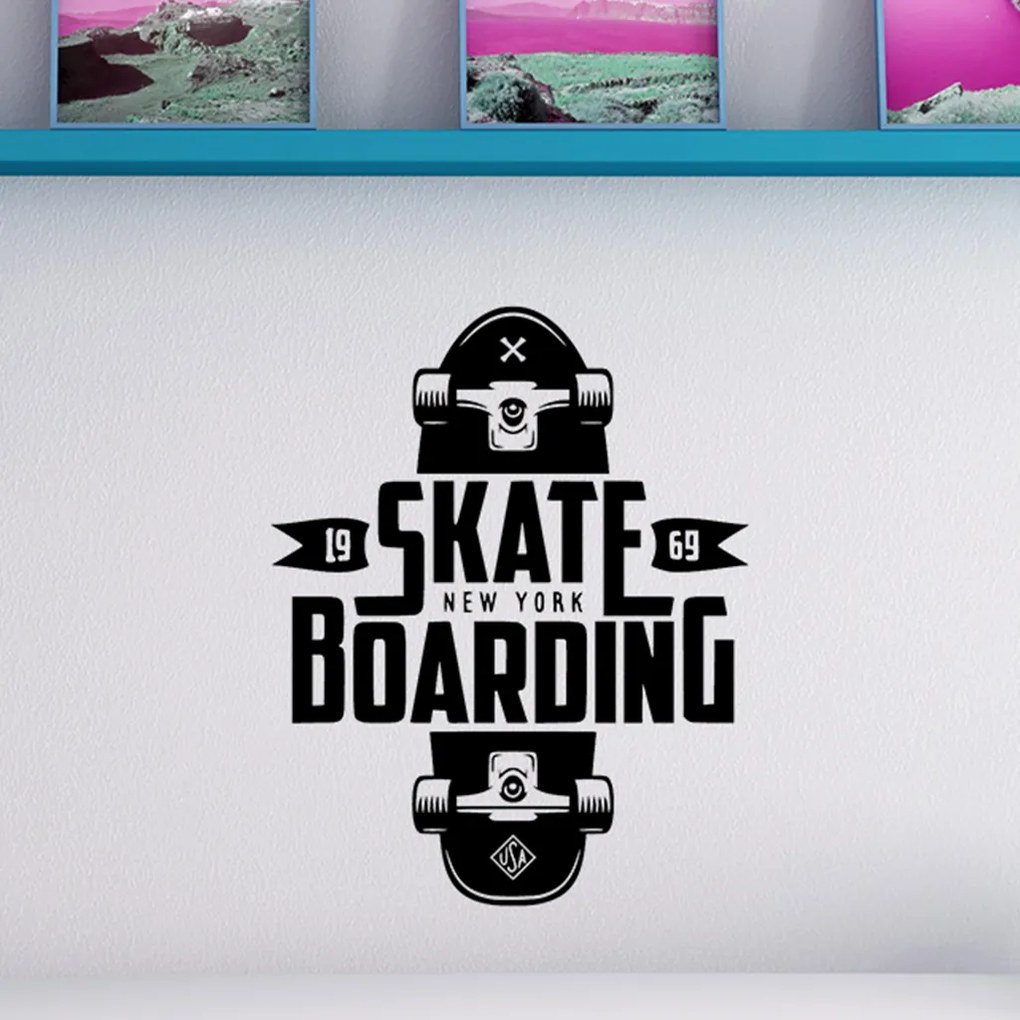 Živá Zeď Samolepka na zeď Skateboarding Barva: černá