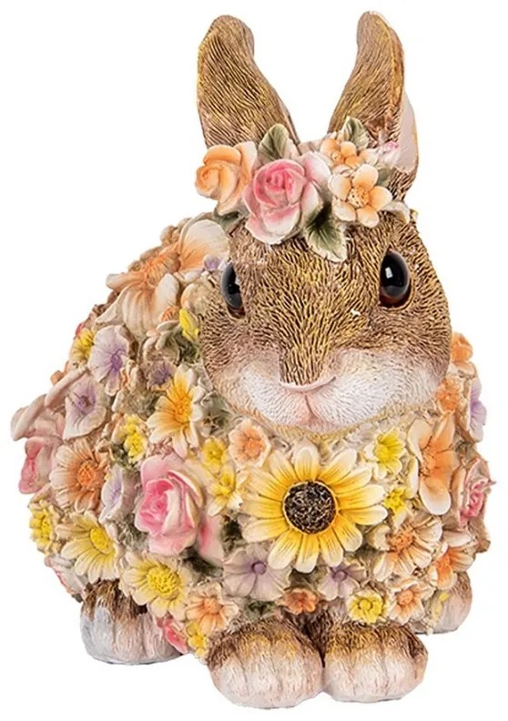 Dekorace figurka králíček posetý květy - 19*12*18 cm