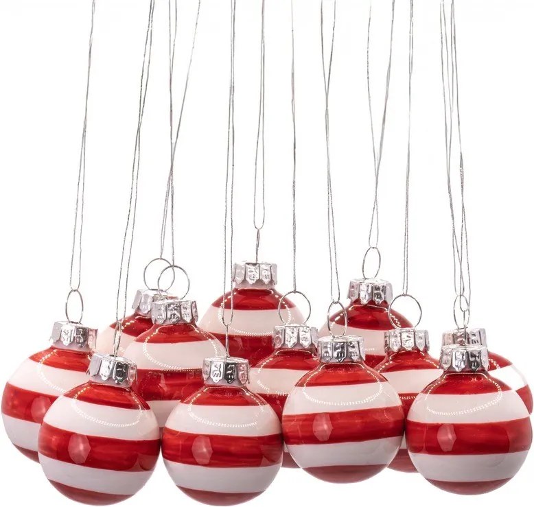 Skleněné ručně vyrobené vánoční koule v sadě 12 ks ø 3 cm Bauble Stripe – Sass & Belle