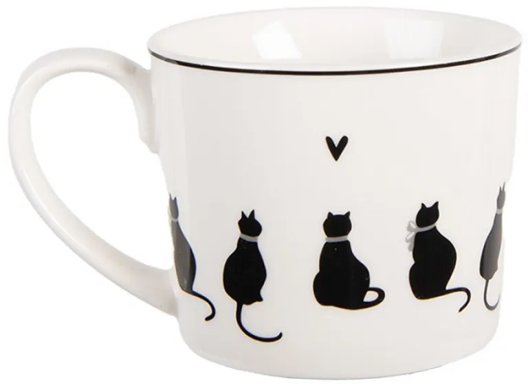 Bílý porcelánový hrneček s kočičkami a srdíčkem Paws – 275 ml