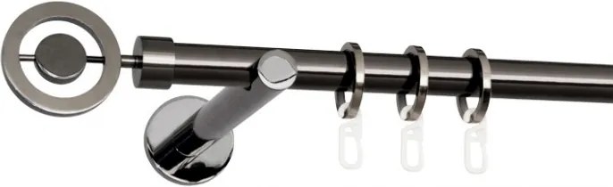 Kovové garnýže Popolo 19 mm Modern, R., Délka 160 cm, Barva Černá onyx, Provedení Jednoduché, Uchycení látky na tunýlek (bez kroužků)