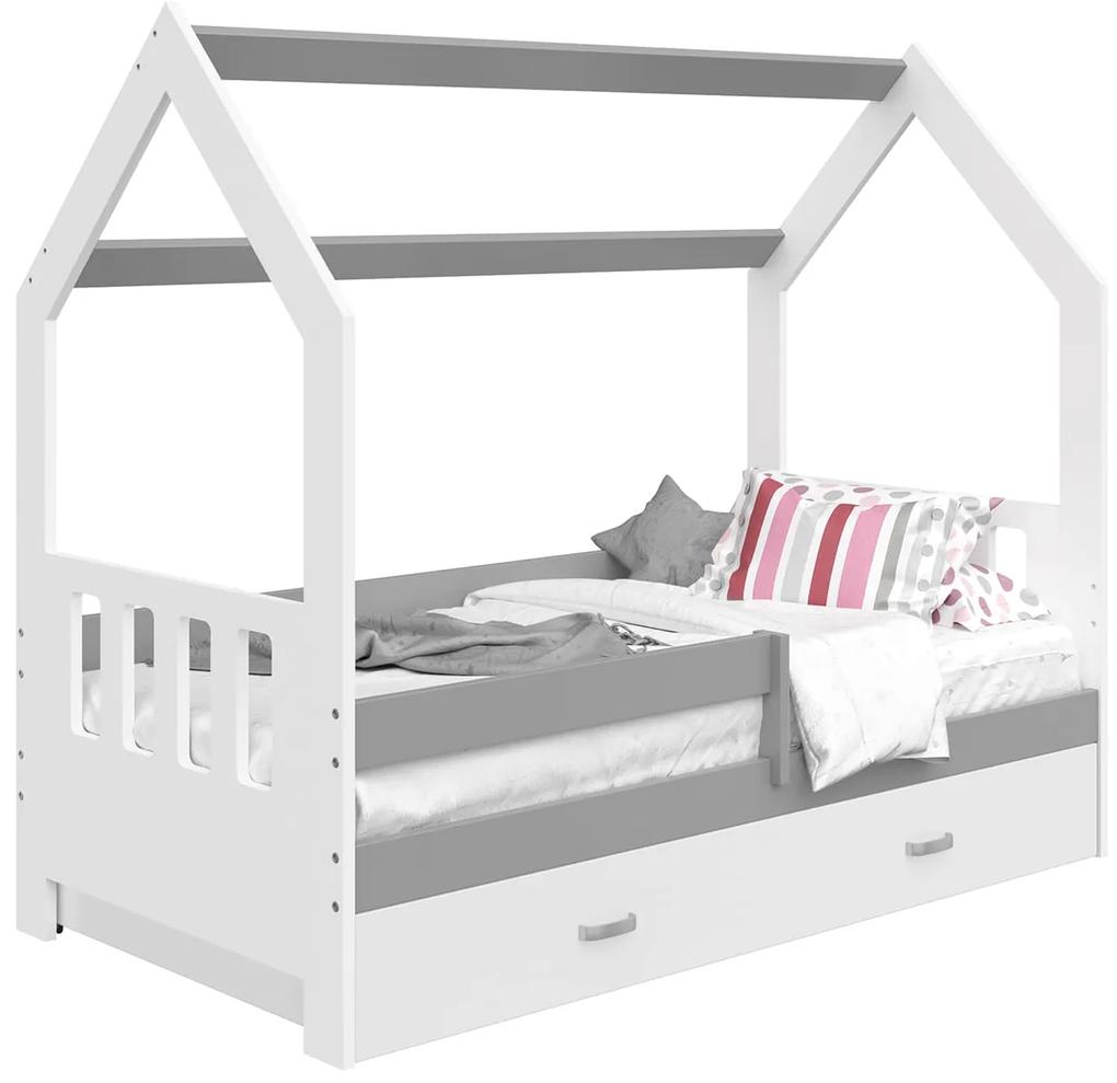 Dětská postel Domeček 160x80 D3C bílá s roštem