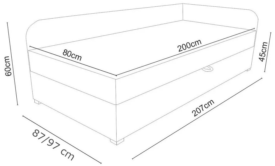 Čalouněná postel VALESKA 90x200, šedá