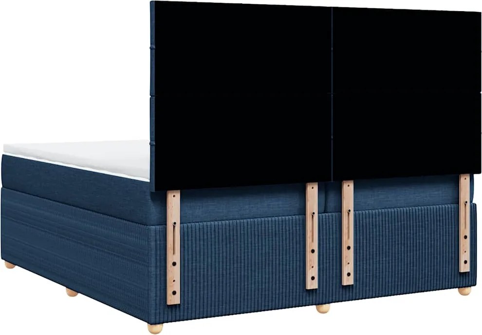 Box spring postel s matrací modrá 200x200 cm textil 3292169