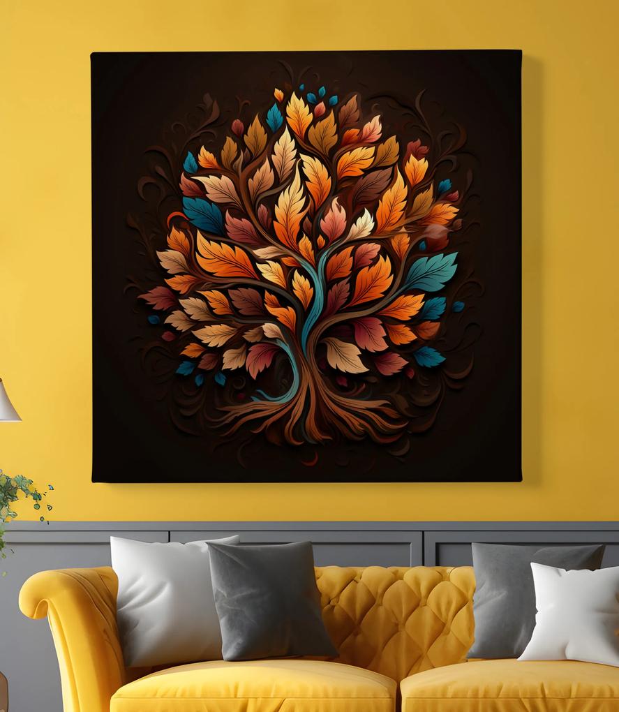 Obraz na plátně - Strom života podzimní listy FeelHappy.cz Velikost obrazu: 60 x 60 cm