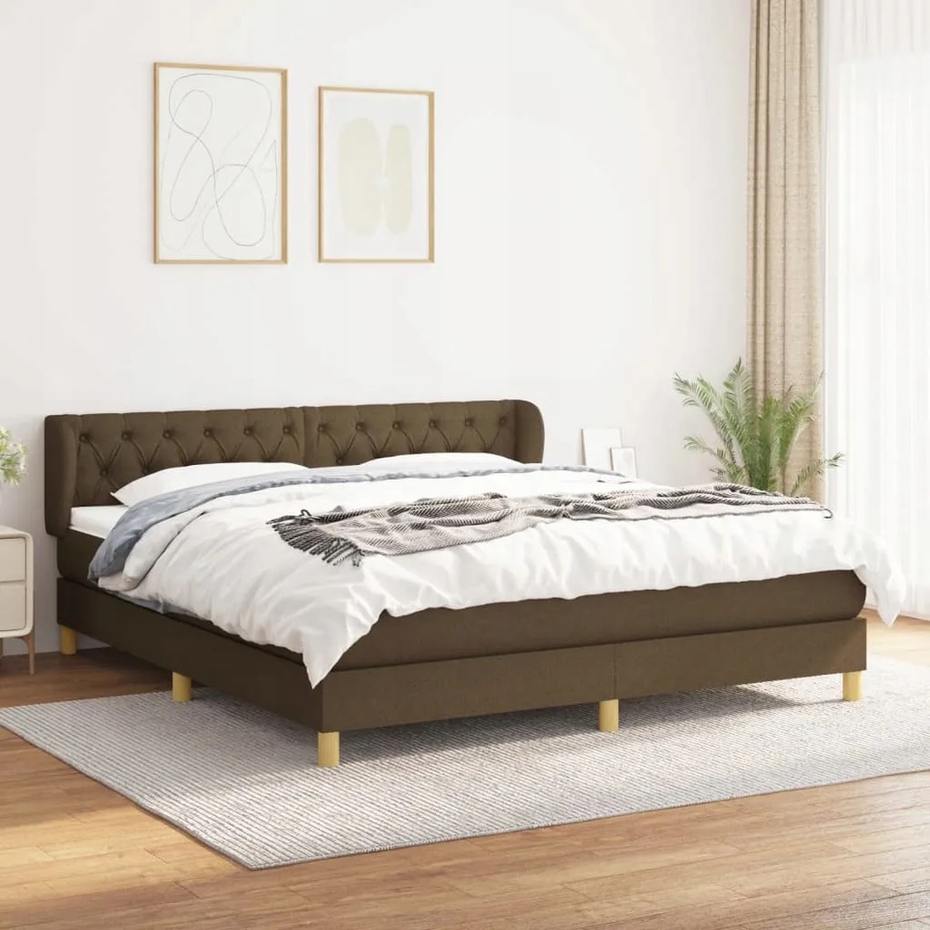 Box Spring Postel S Matrací Textil Tmavě Hnědá Prošívaný design 160 x 200