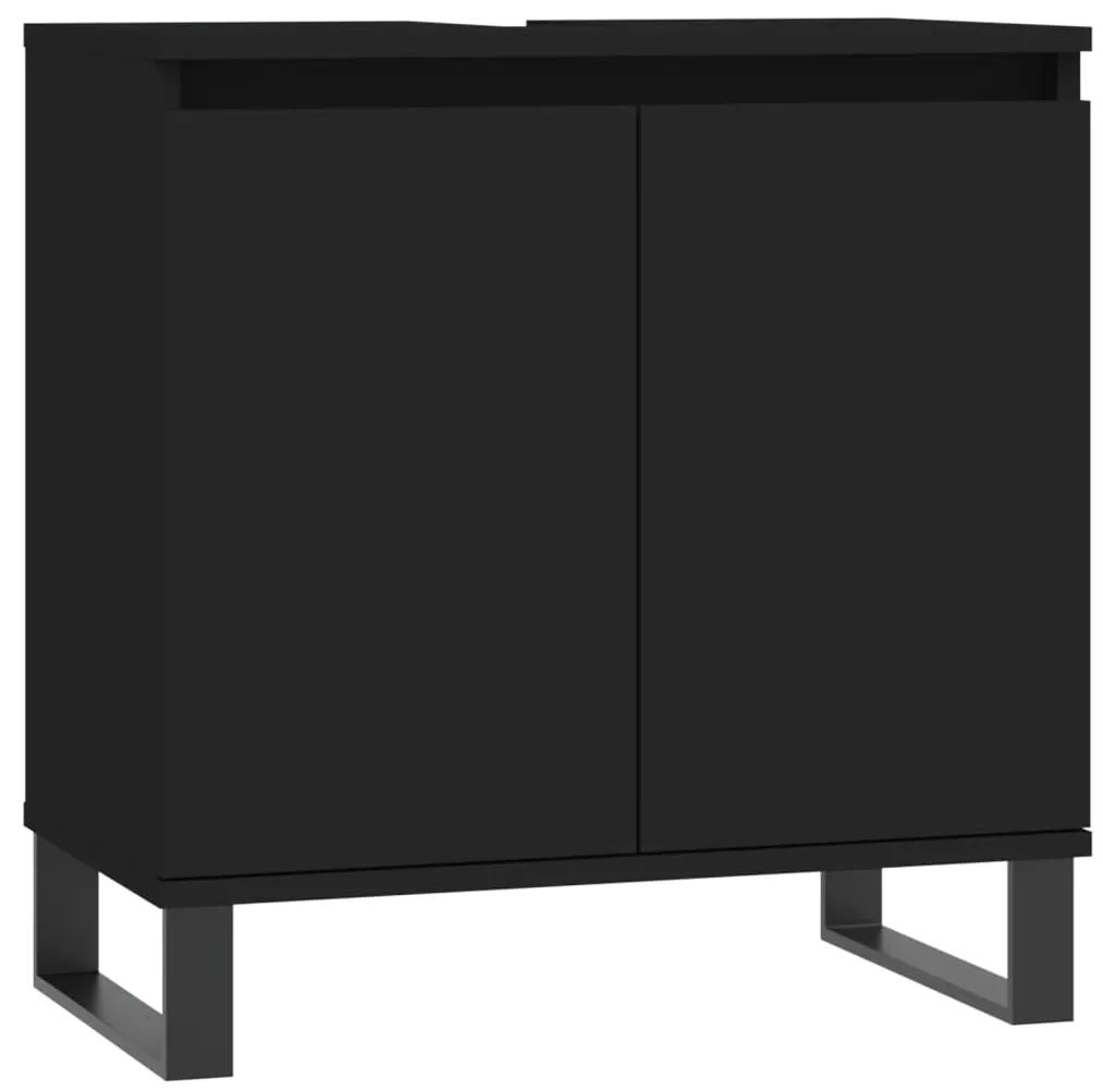 3dílný set koupelnového nábytku černý kompozitní dřevo,  3190284