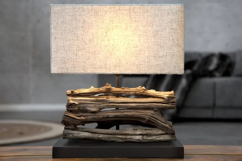 Stolní lampa vyrobená z masivního dřeva Perifere béžová