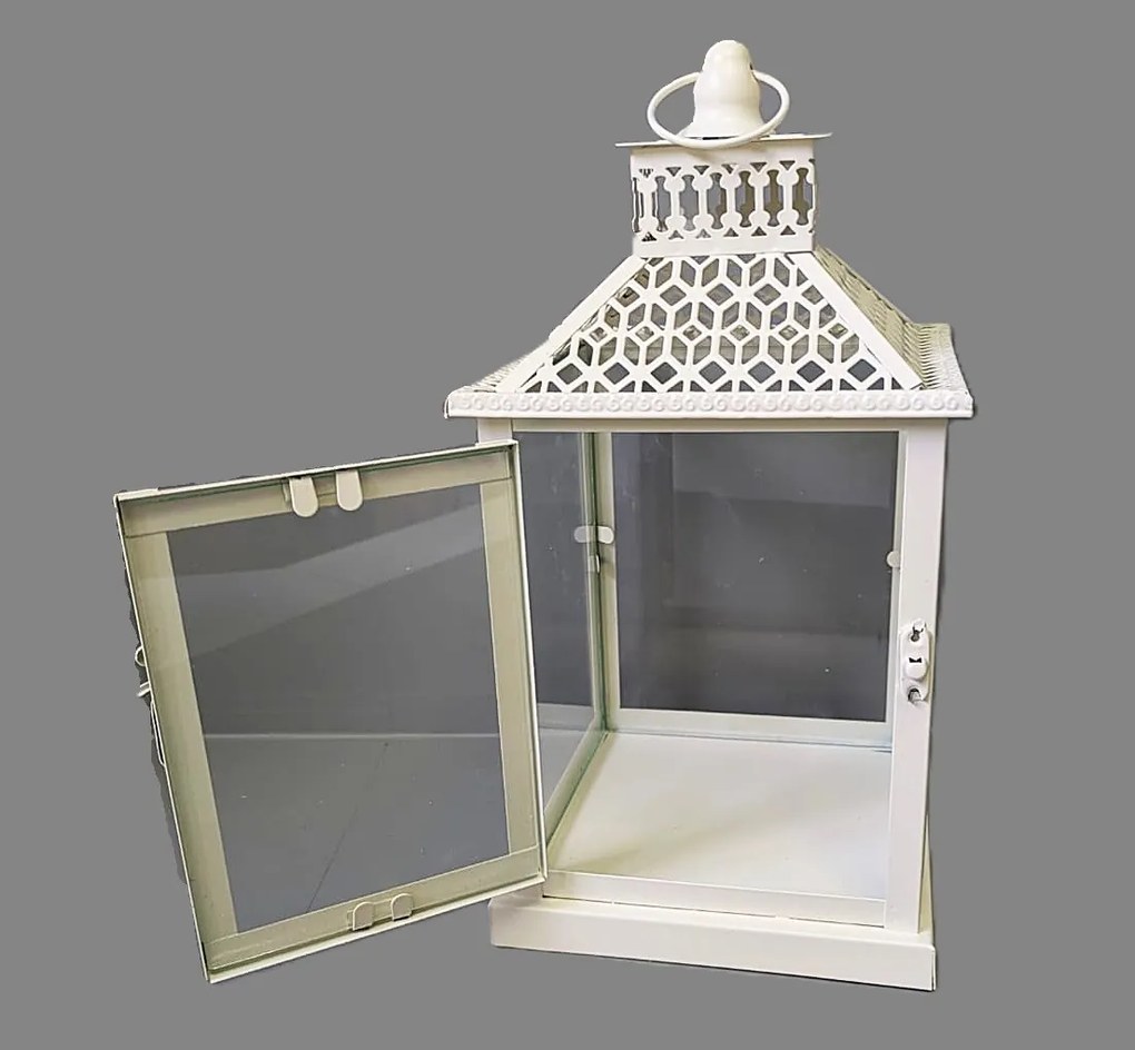 Lampa bílá kov se sklem 25140