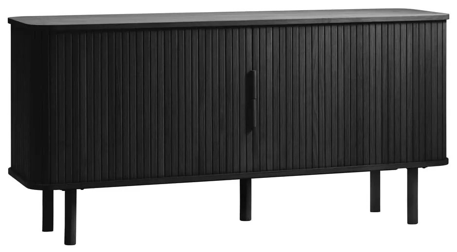 Černá nízká komoda v dekoru dubu s posuvnými dveřmi 76x160 cm Cavo – Unique Furniture