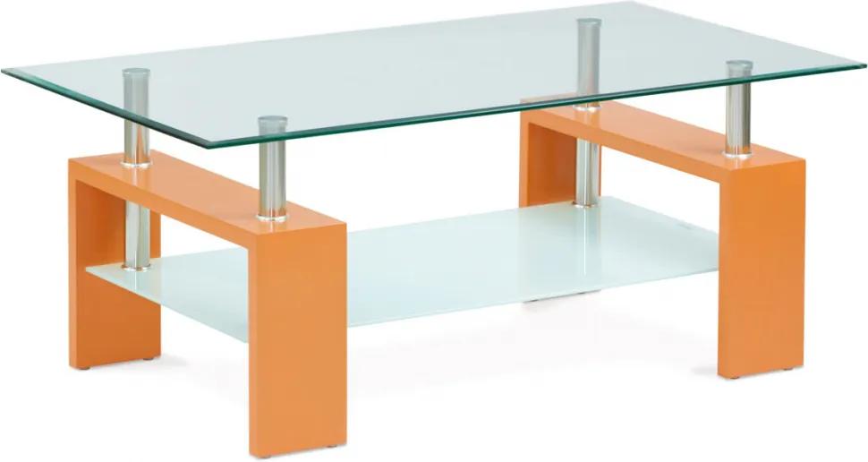 Konferenční stolek CIONE – sklo, oranžová, 110×60×45