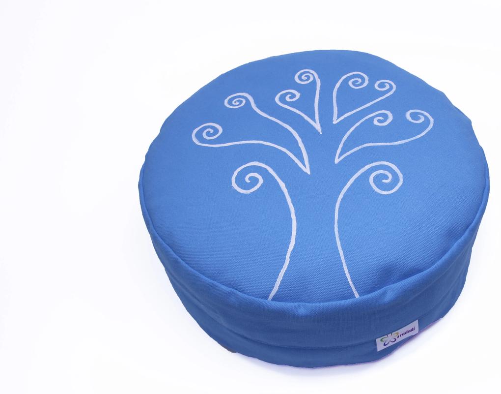 S radostí - vlastní výroba Meditační polštář strom života - tyrkysový Velikost: ∅30 x v18 cm