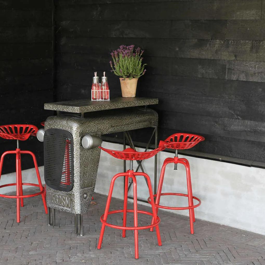 Esschert Design Barová stolička traktorové sedátko [442367] Barva: Červená