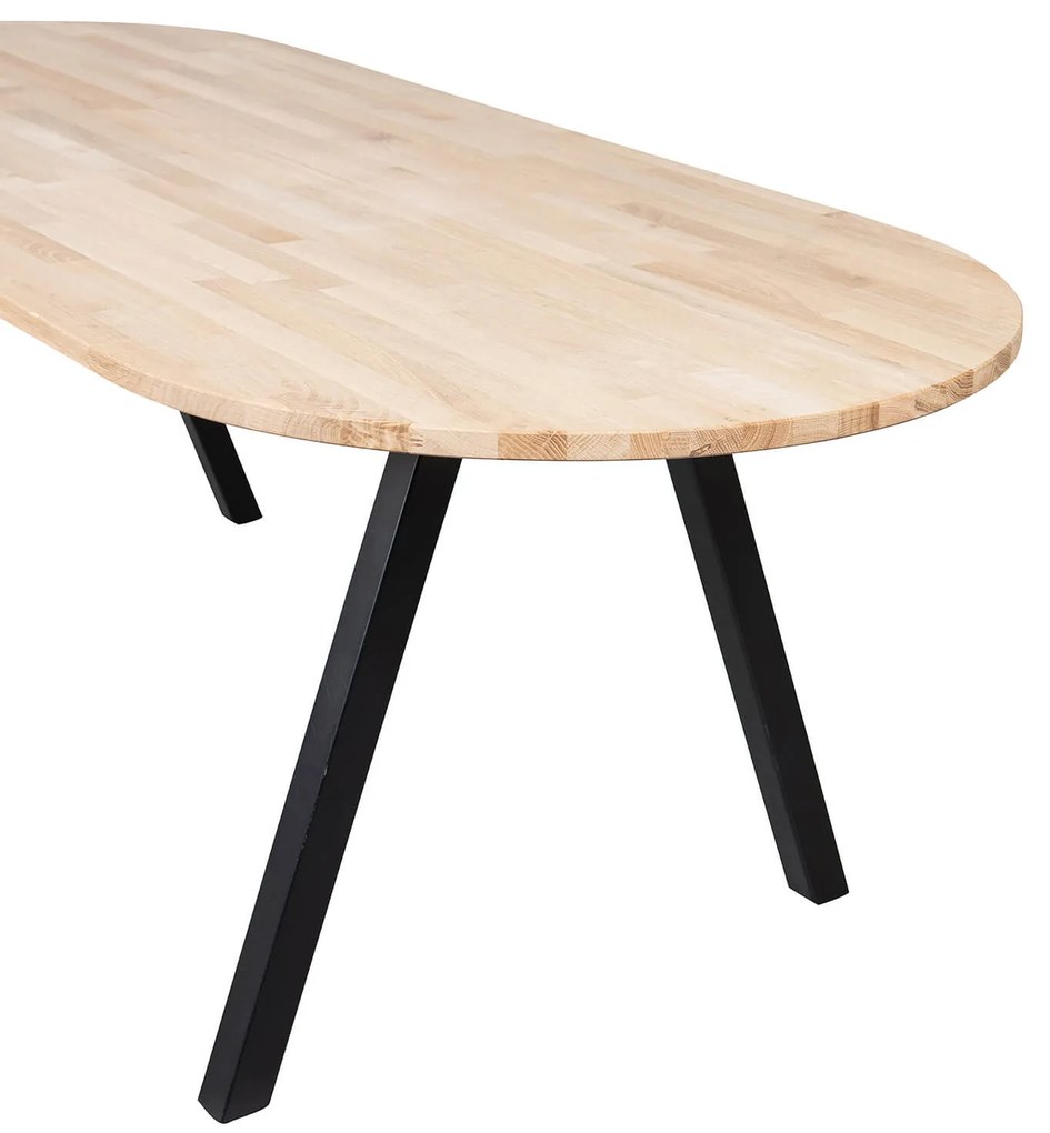Oválný jídelní stůl tablo 220 x 90 cm nohy do tvaru v dubový MUZZA
