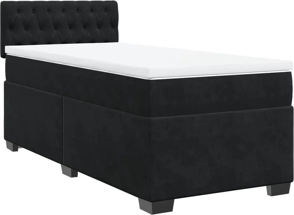 Box spring postel s matrací černá 100x200 cm samet 3288542