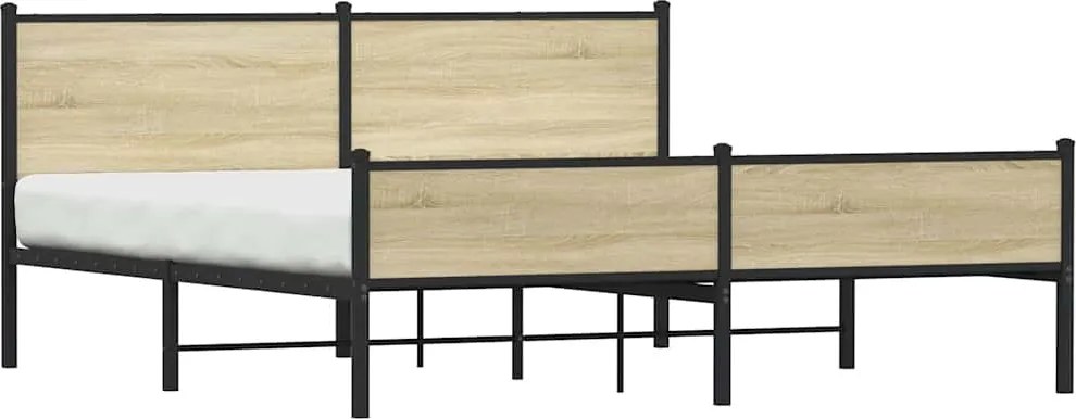 Kovový rám postele bez matrace dub sonoma 160 x 200 cm 3301400