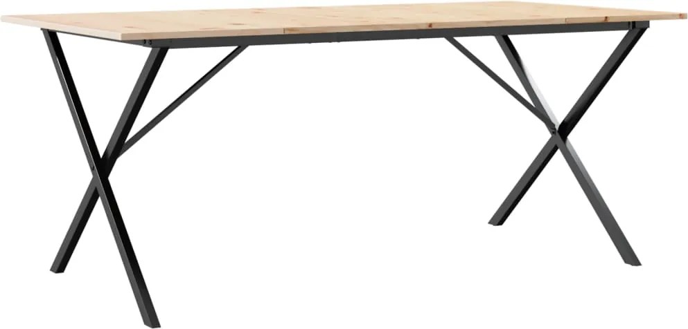 Jídelní stůl s X rámem 180 x 90 x 75 cm borové dřevo a ocel 3282700