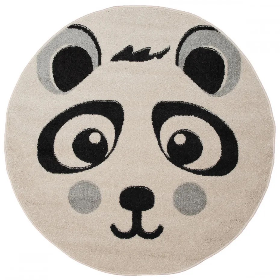 Dětský kusový koberec Panda krémový kruh, Velikosti 120x120cm