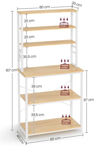Kuchyňská police KKS019W09 bílá / hnědá