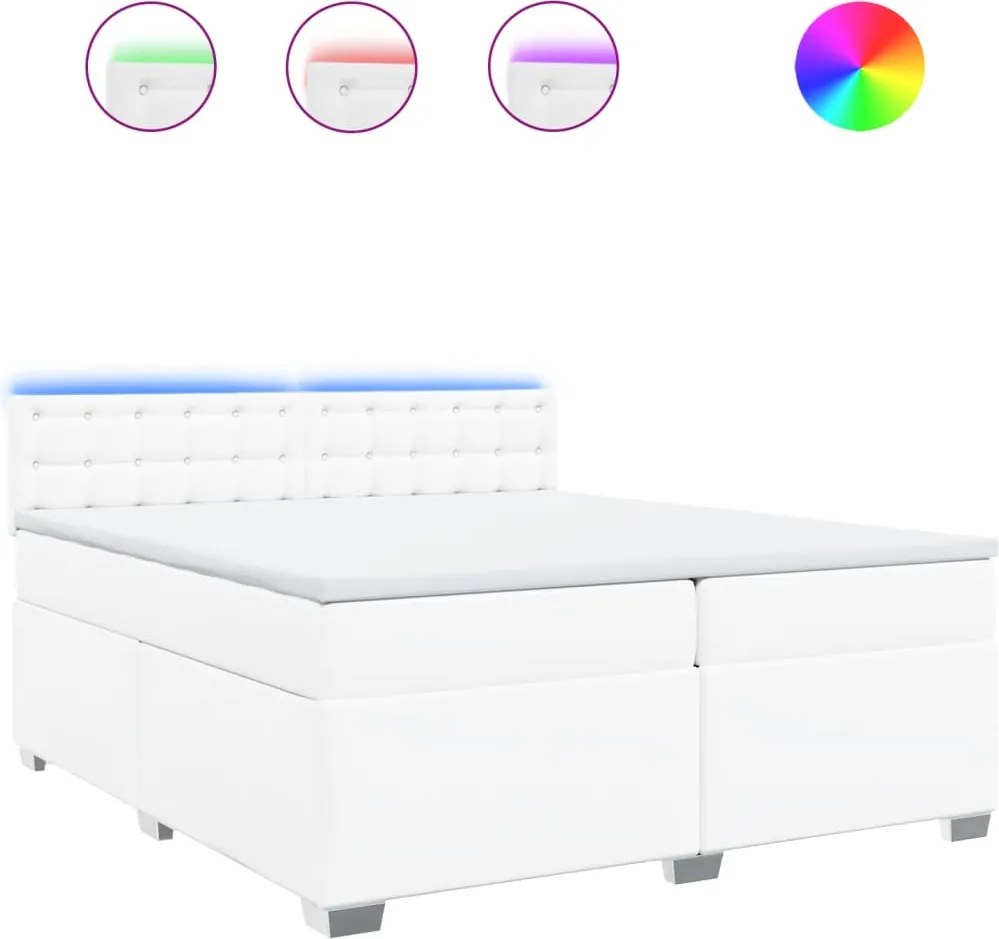 Box spring postel s matrací bílá 200x200 cm umělá kůže 3288437