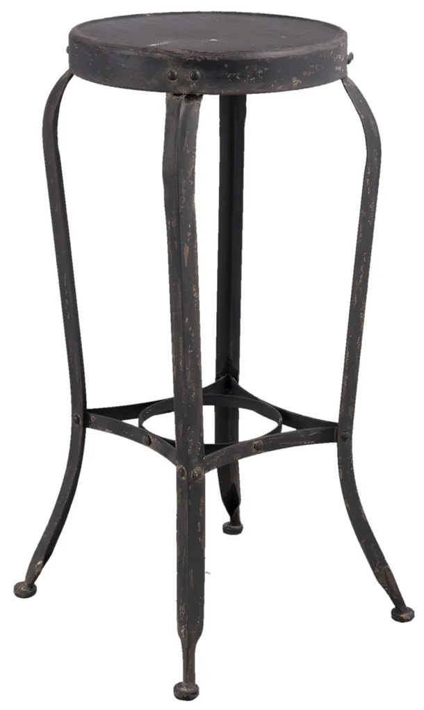 Kovová černá barová stolička s patinou - 37*37*72 cm