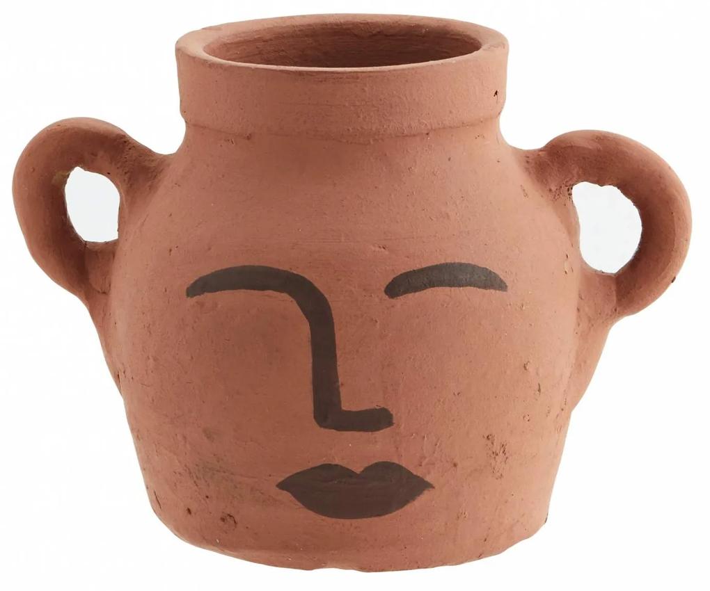 MADAM STOLTZ Keramická váza Clay Face, oranžová barva, keramika