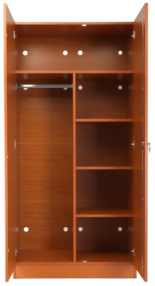 Dřevěná šatní skříň Visio, 90 x 45 x 185 cm, cylindrický zámek, třešeň
