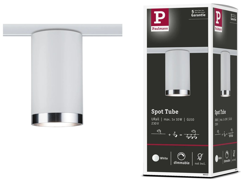 Paulmann 96963 Tube, spot pro Urail system, 1x6,5W LED GU10, bílá, délka 11,2cm