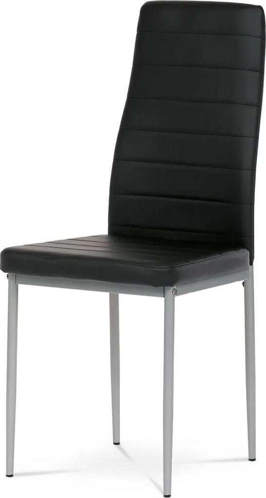 Autronic Židle jídelní, černá koženka, šedý kov DCL-377 BK