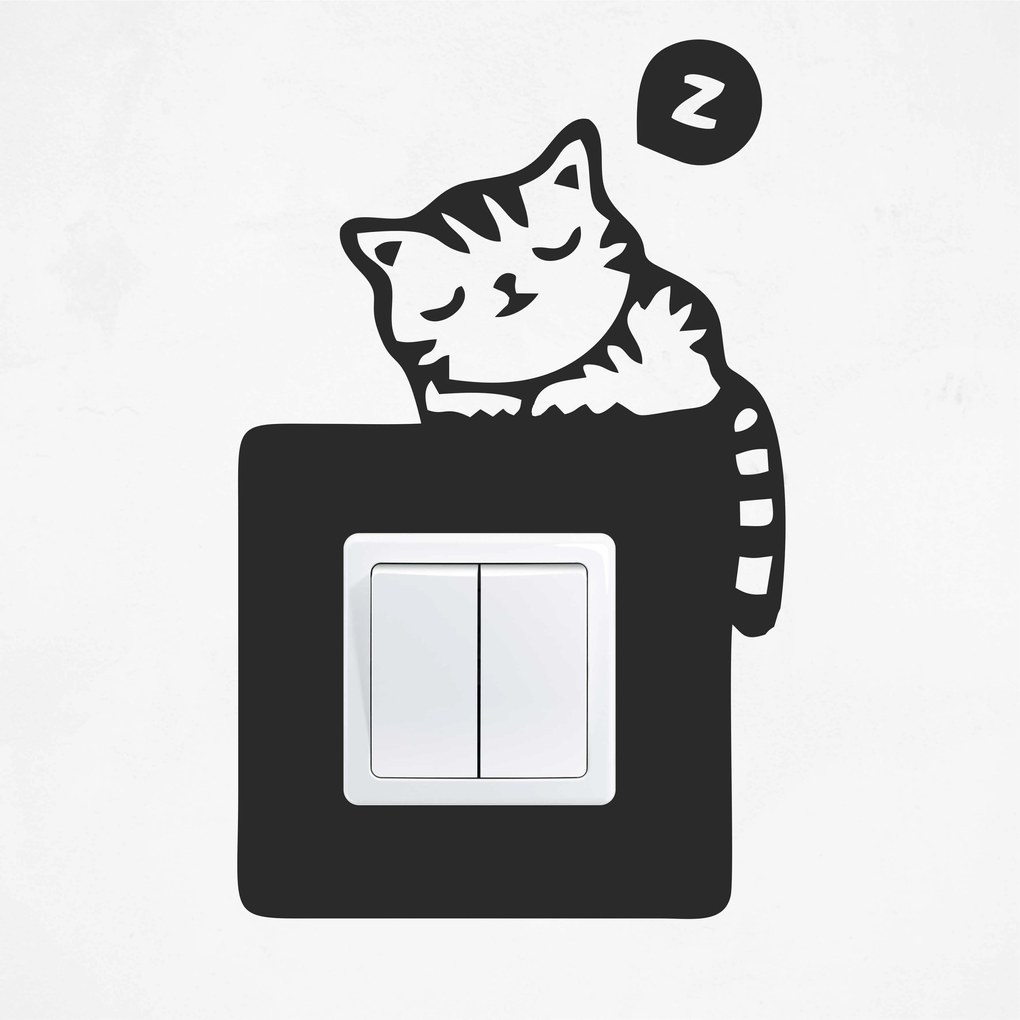 Samolepka na vypínač - Spící kočka - PopyDesign