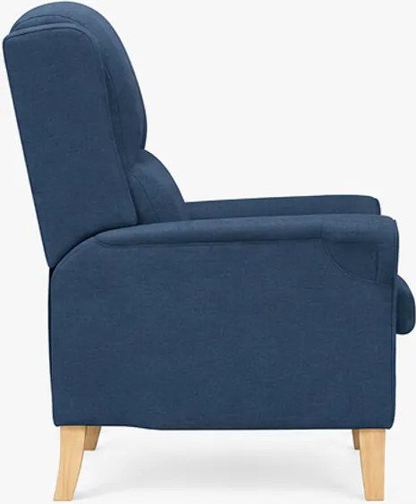 relaxační křeslo, odpočinkové, ušák, dřevo/textil, 101x95x75 cm, přírodní/modrá, Dekorino KR20260041