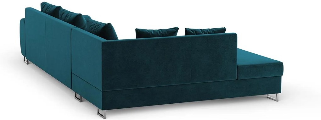 KOOKO HOME Rohová rozkládací sametová pohovka s úložným prostorem Adagio XL levý roh