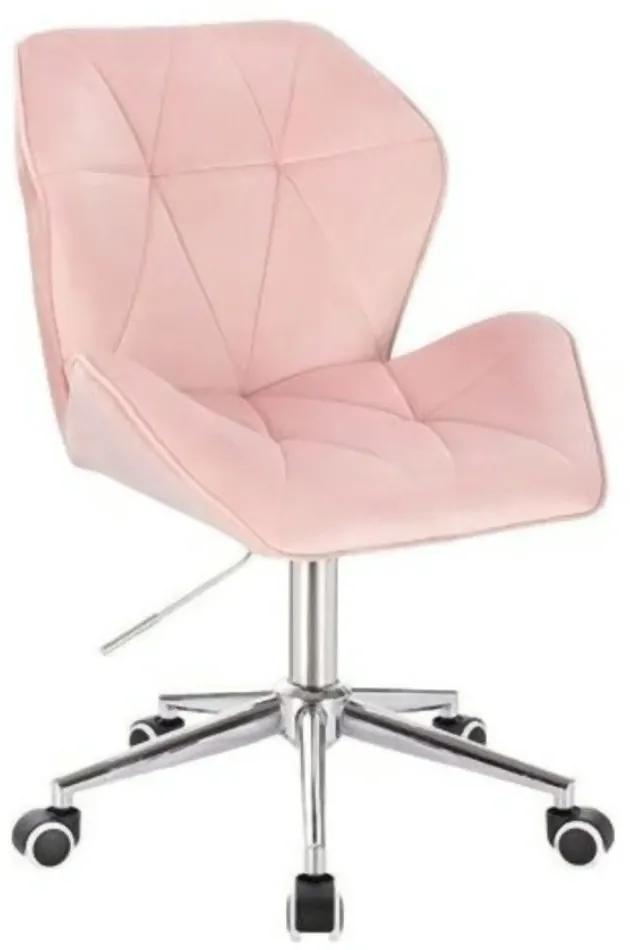 LuxuryForm Židle MILANO MAX VELUR na stříbrné podstavě s kolečky - světle růžová