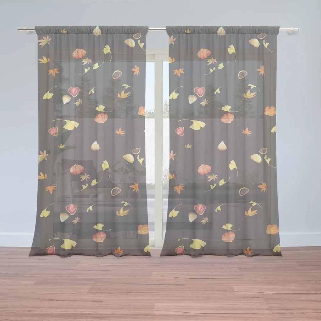 Sablio Záclony Podzim na černé: 2ks 150x250cm