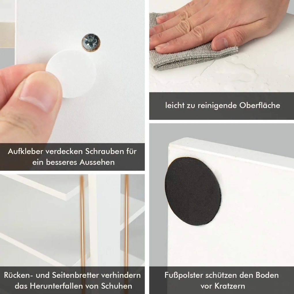 Costway Botník 7patrový botník v retro stylu – 45 × 25 × 110,5 cm, bílý
