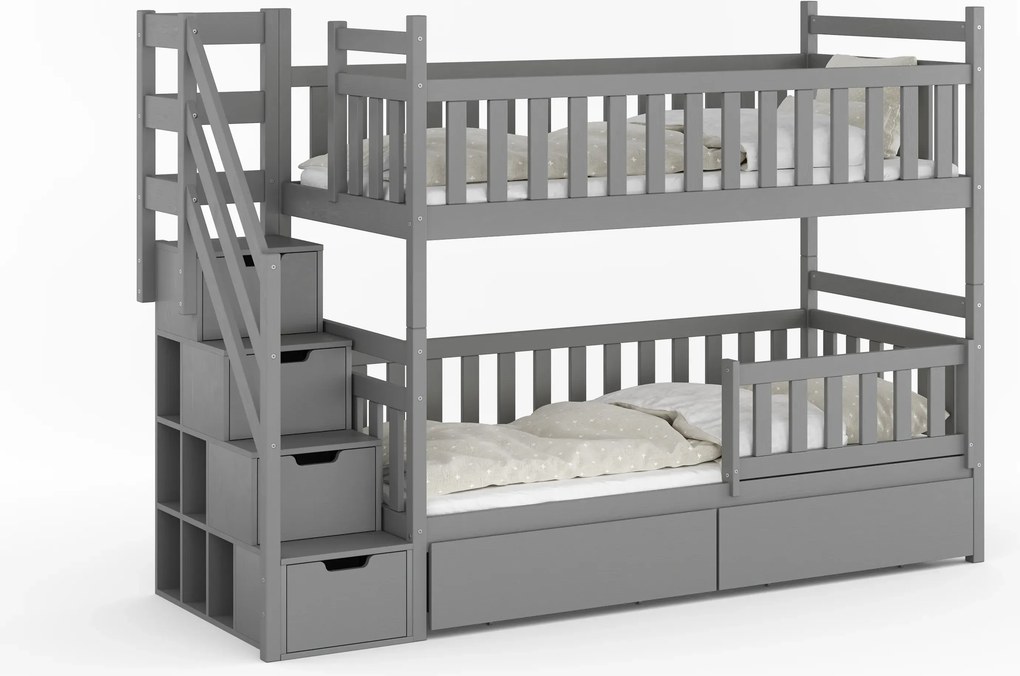 Rkids | Patrová postel se schůdky Rino 90x200 Grafit