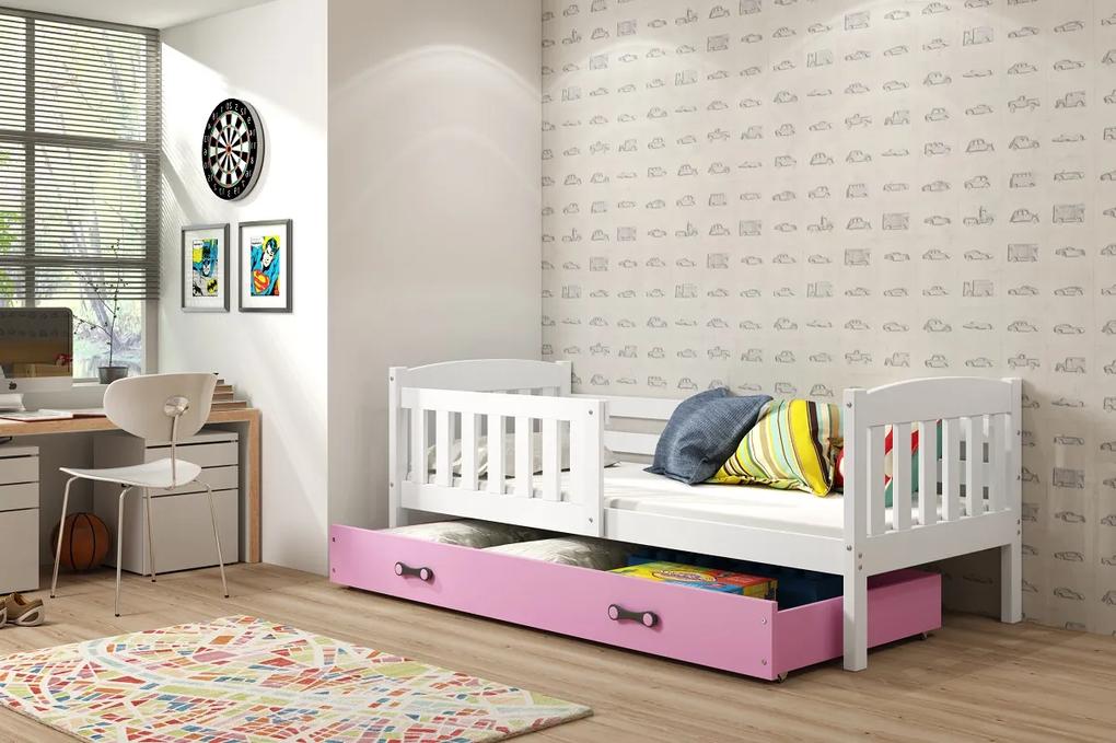 BMS Group Dětská postel s úložným prostorem KUBUS bílá Velikost postele: 200x90 cm, Barva šuplíku: Zelená