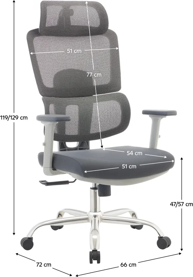 Kancelářské křeslo, šedá/chrom, nosnost 150 kg, BYRON