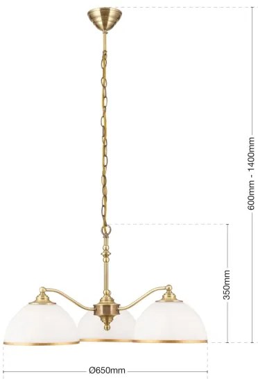 Orion LU 1838/3 - Lustr na řetězu OLD LAMP 3xE27/40W/230V bílá/mosaz