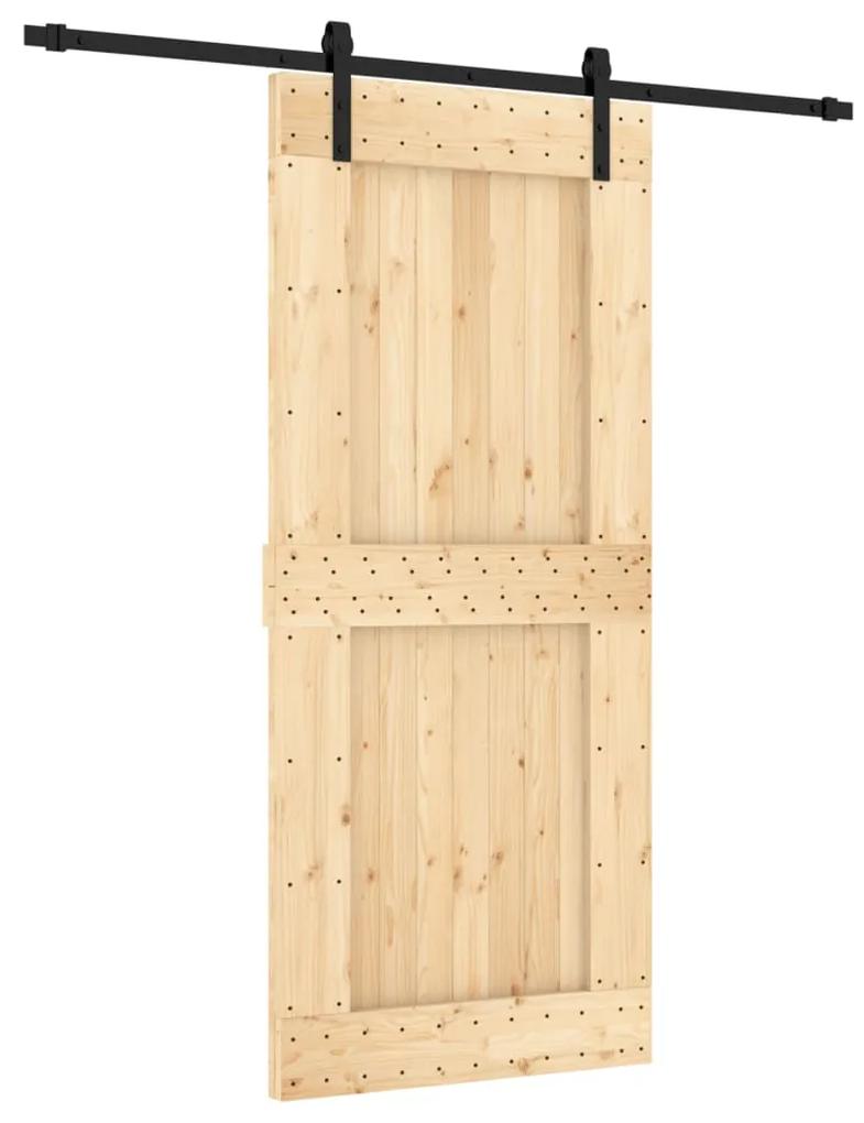Posuvné dveře s kováním 90 x 210 cm masivní borové dřevo,  3202995
